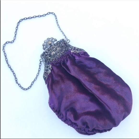 Vintage | Bags | Vintage Velvet Victorian Reticule Pouchclutch Medieval ...